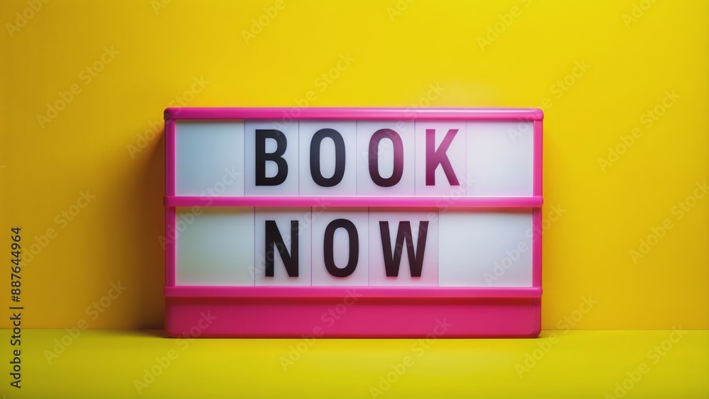 Vibrant yellow and pink background with a sleek display lightbox ...