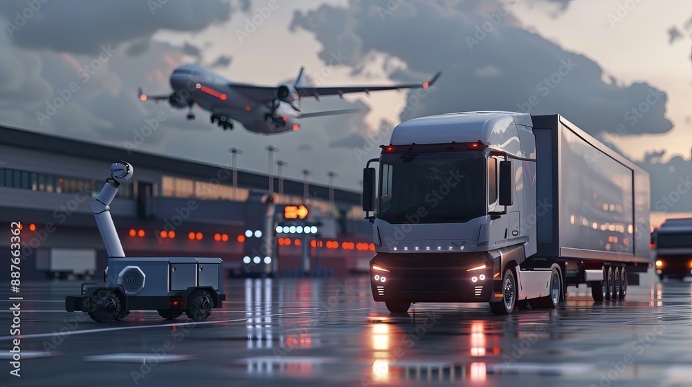 A robot assists in unloading a truck using an automated truck loading ...