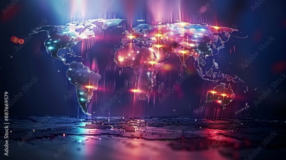 ภาพประกอบสต็อก World map centered on India . map of India. Indian flag ...