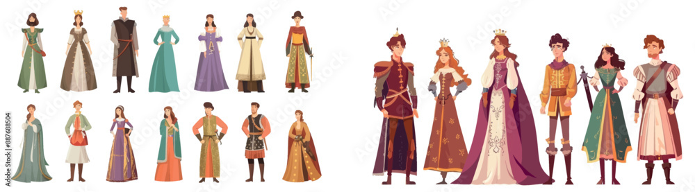 Cartoon princess and man from middle age fairy tale. Fantasy ...