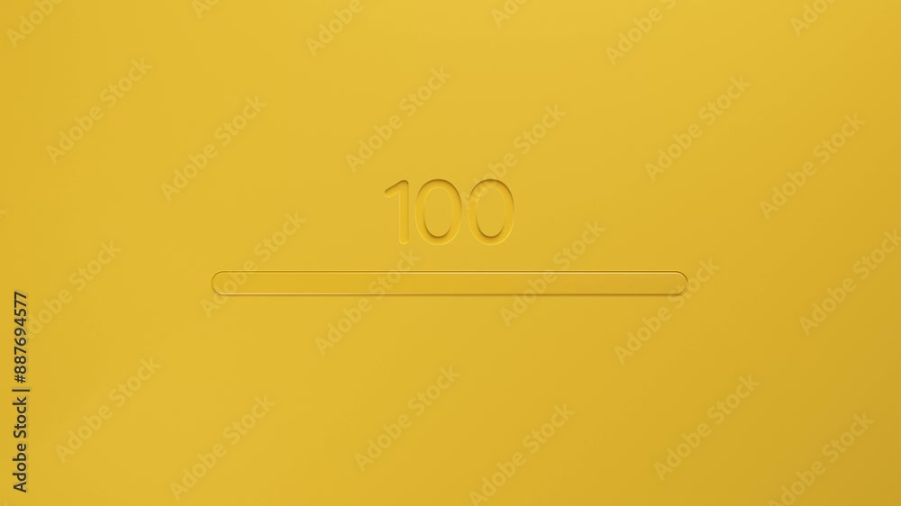 Progress bar 0-100 % 4k animation on yellow background. Yellow loading ...