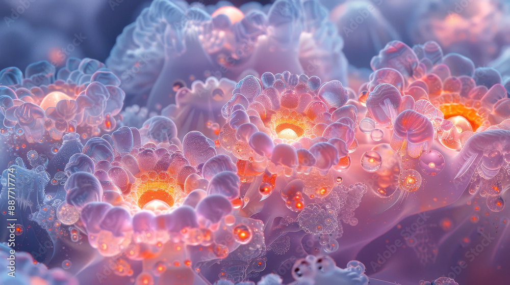 3d abstract futuristic biotechnology science coral reef in the sea ...