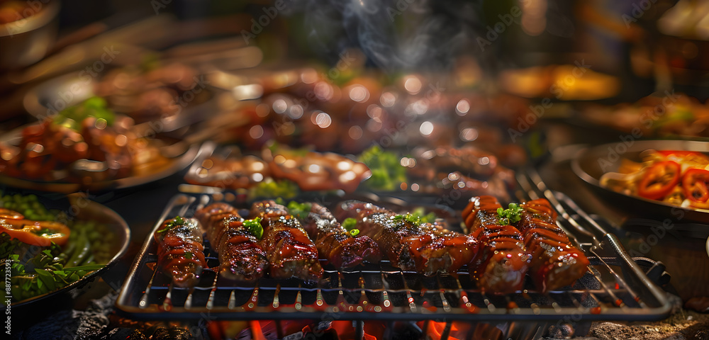 Foto de "Ultra-realistic Korean BBQ line-up, professional Michelin Star ...