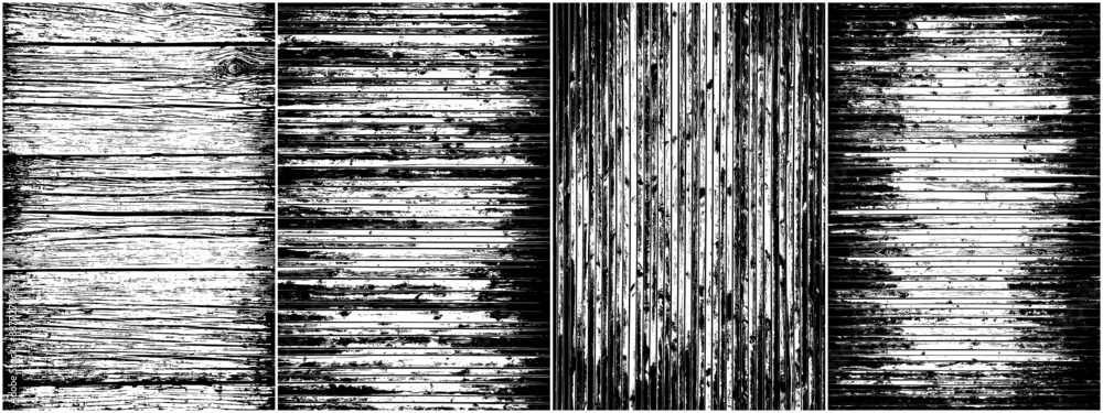 Set of distressed wood texture. Wooden pattern closeup. Black grainy ...