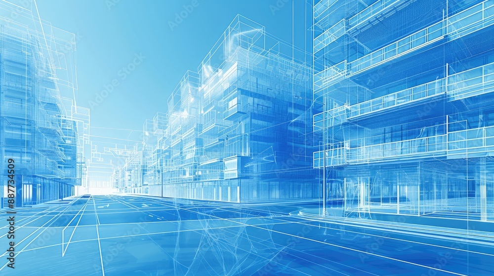 Cutting-Edge Digital Blueprint of Urban Building - High-Tech ...