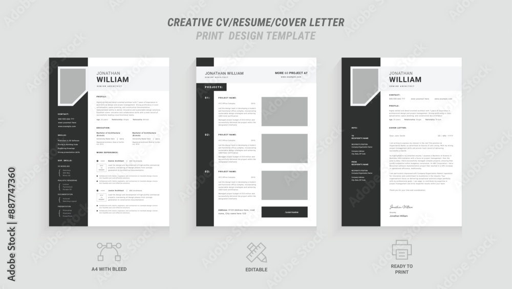 Minimalist Multipurpose Resume & Cover Letter Template , Clean Modern ...