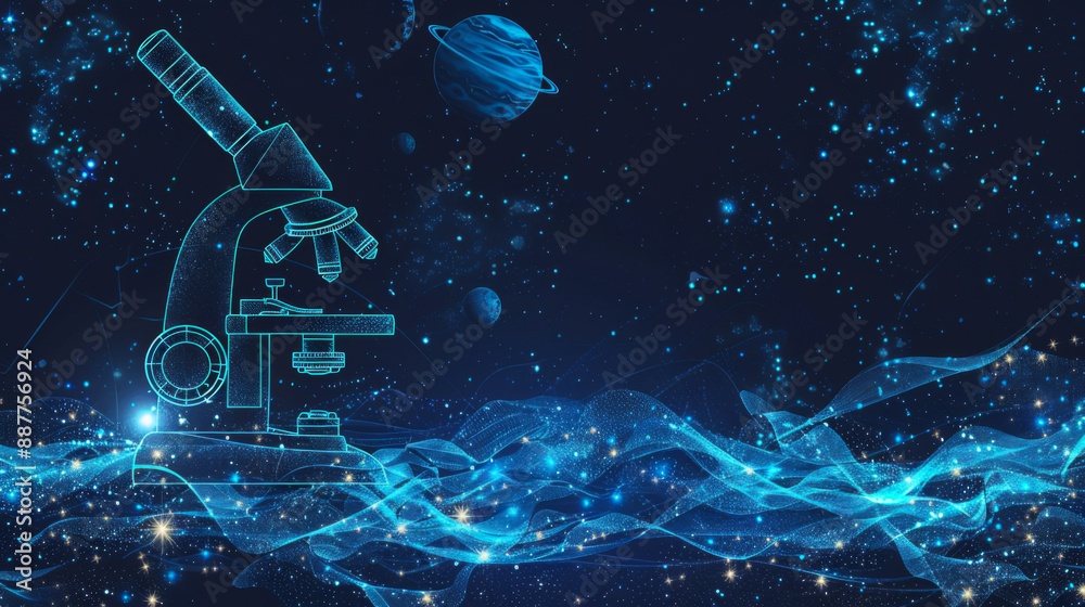 Abstract image microscope form starry sky space, consisting points ...