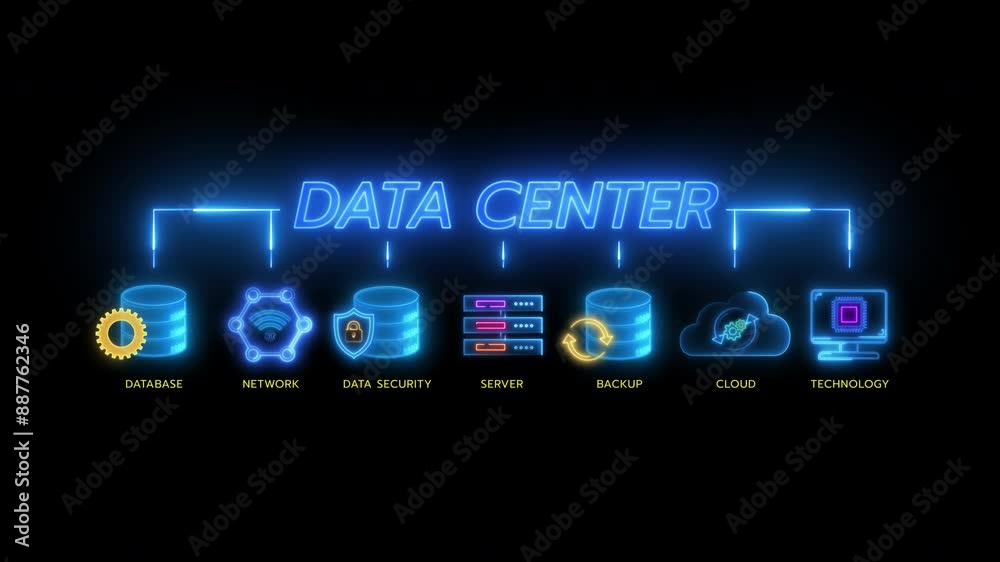 Data center concept for database, network, data security, server ...