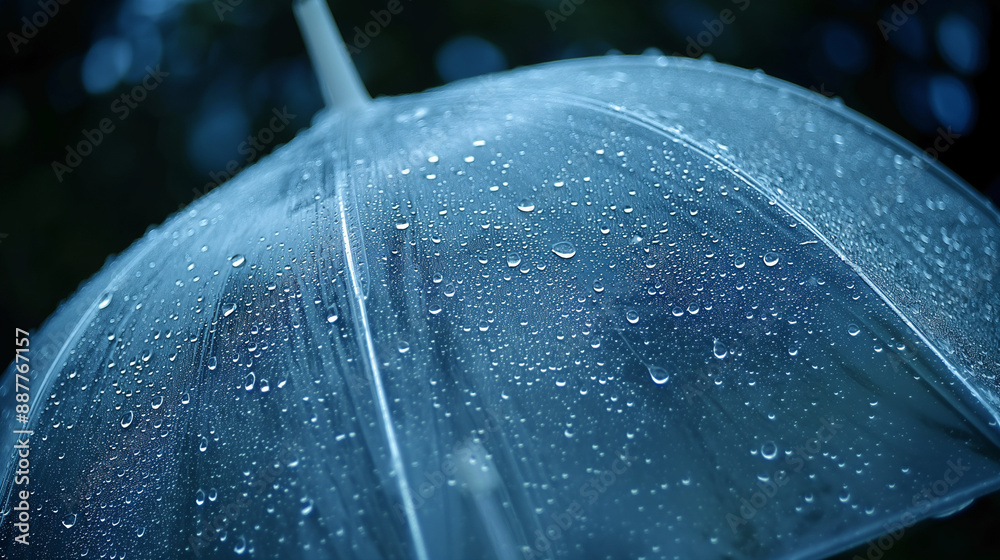 A clear umbrella set against a backdrop of raindrops. The umbrella is ...