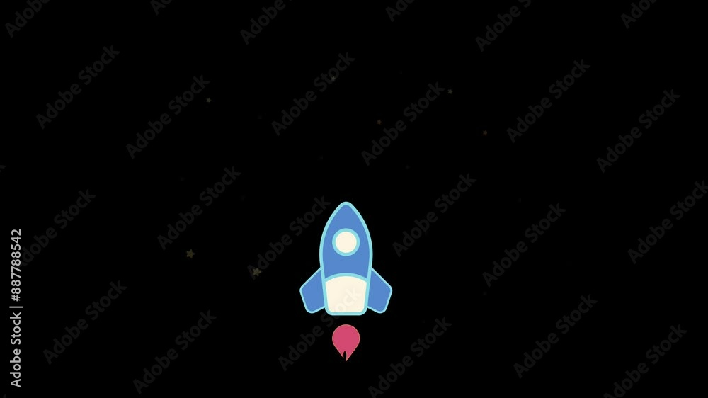 Rocket flying to the sky animated footage illustration of a rocket ...