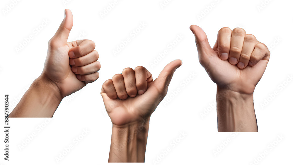 thumbs up sign isolated on a transparent background ,Set of single hand ...
