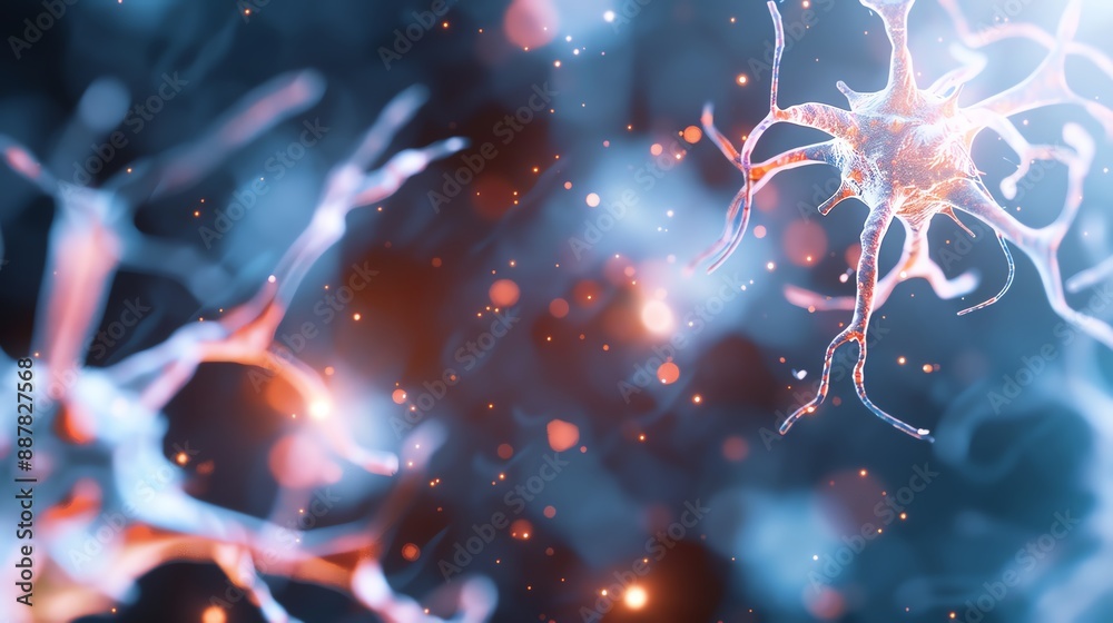 A beautiful and detailed microscopic view of neurons in the brain. The ...