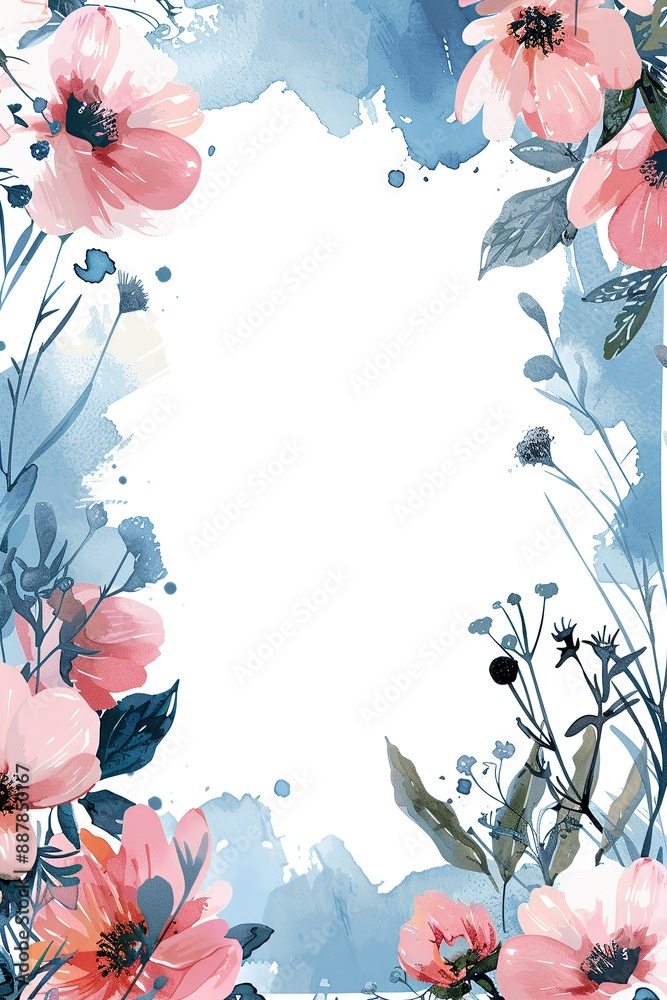 Blank funeral banner border template in white, pink, and blue, offering ...