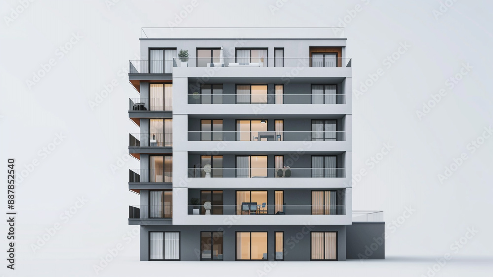 A model of a building with a car and trees on the side. architectural ...