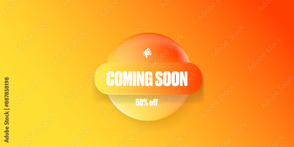 coming soon banner and button on summer orange modern background ...