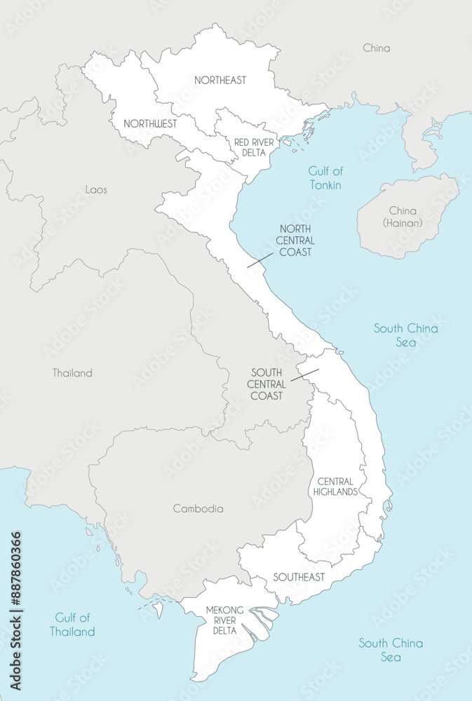 Vector map of Vietnam with regions and administrative divisions, and ...