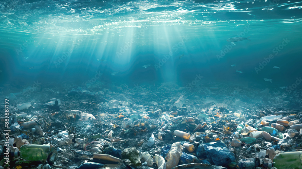 Sun rays penetrating the ocean surface, illuminating underwater ...