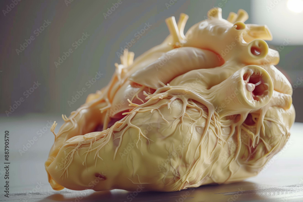 Human heart, with its muscular walls contracting rhythmically to pump ...