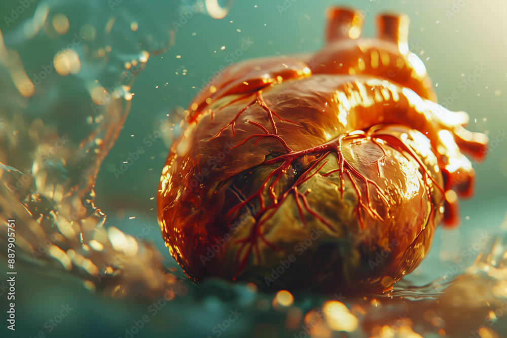 Human heart, with its muscular walls contracting rhythmically to pump ...