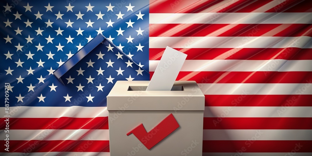 Patriotic digital art poster featuring American flag backdrop, a ...