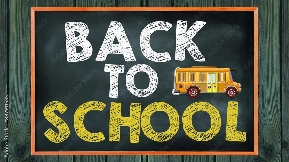 Back to School Text Animation on Black Board with a Yellow Animated ...
