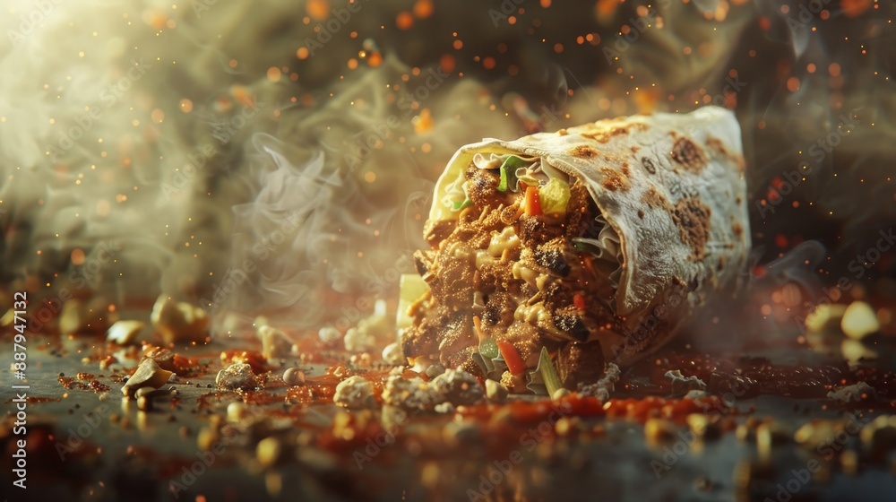 high-resolution, ultra-realistic, 4K, cinematic image of a shawarma ...