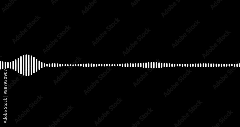 Waveform moving seamlessly on transparent background. Audio spectrum or ...