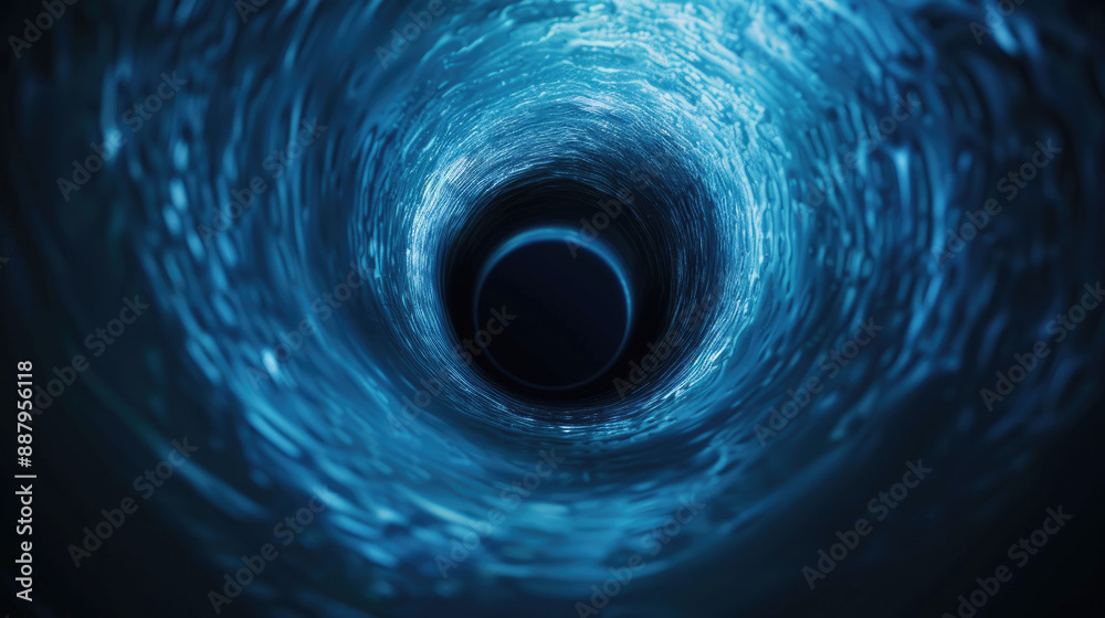 The photo shows a whirlpool. The water is blue and white. The whirlpool ...