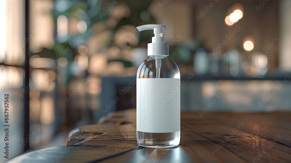 Blank Label Hand Sanitizer: A hand sanitizer bottle with no label on an ...