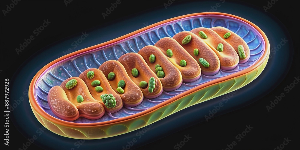 Cross section view of mitochondrion, Electron transport chain, ATP ...