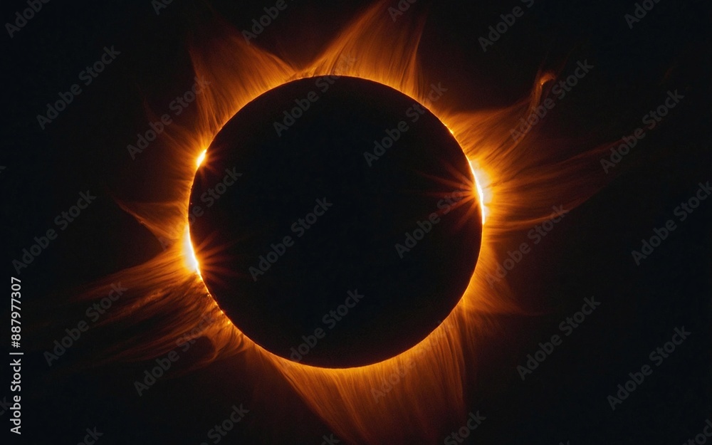 Annular solar eclipse, glowing corona during a total eclipse of the sun ...