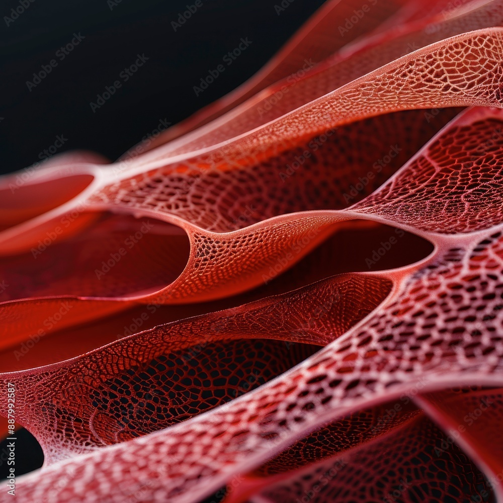 Stylized illustration of human muscle fibers under a microscope, Human ...