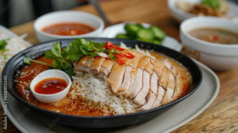 Dining at a hawker center and savoring local dishes like Hainanese ...