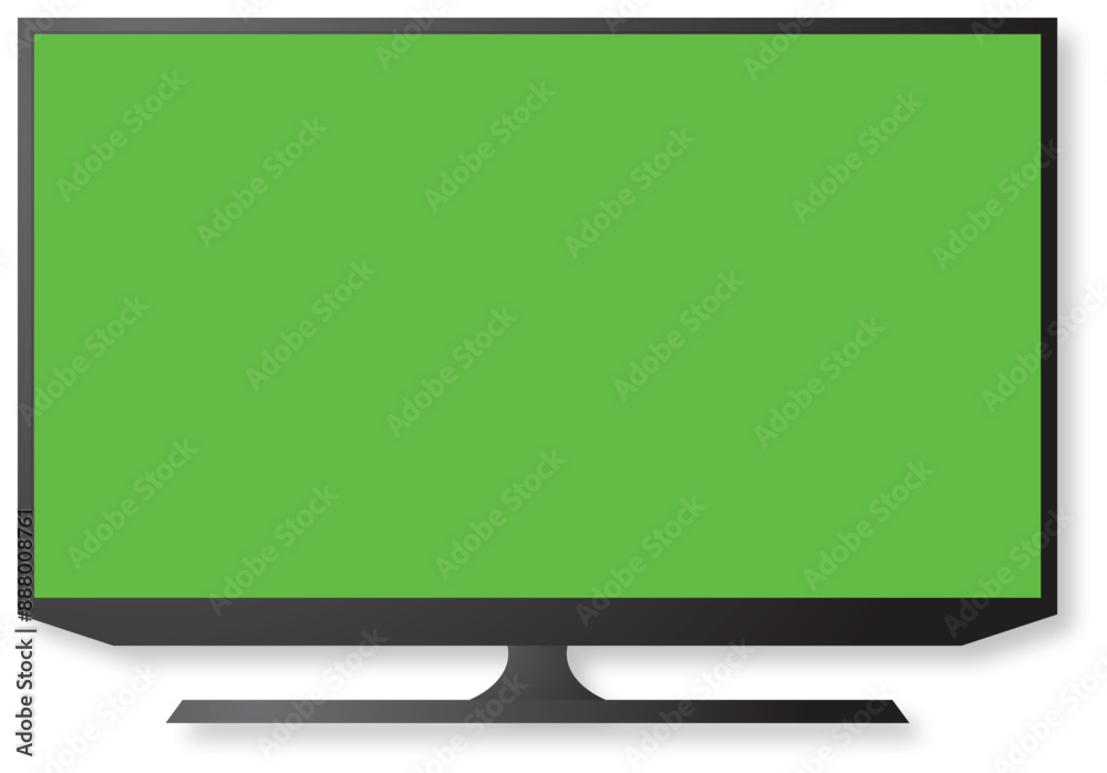 Realistic modern TV screen mockup. Lcd panel with green screen isolated ...