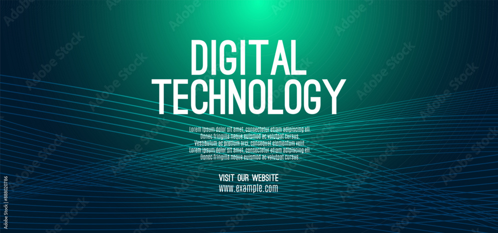 Digital technology banner blue green background concept, cyber ...