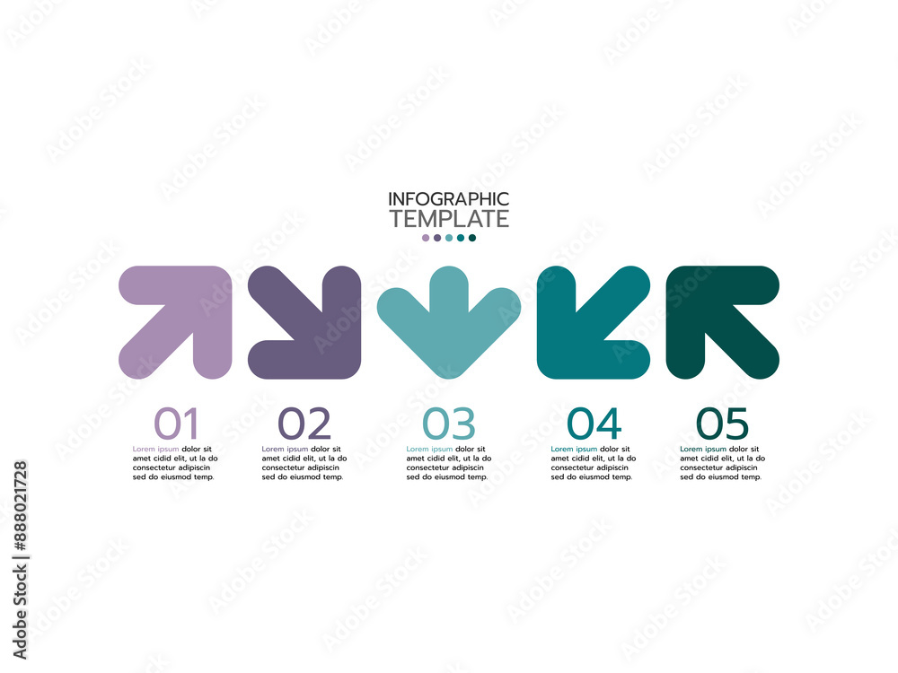 Business presentation growth arrow template. Infographic 5 steps or ...