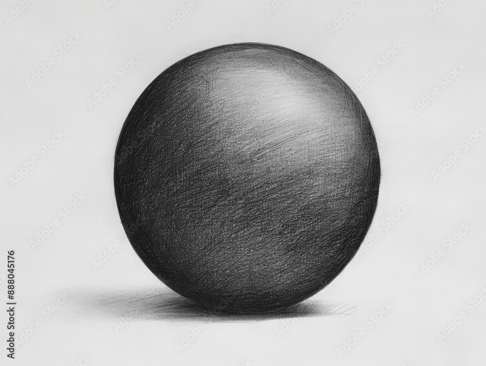 Monochrome illustration of a shaded sphere, demonstrating realistic ...