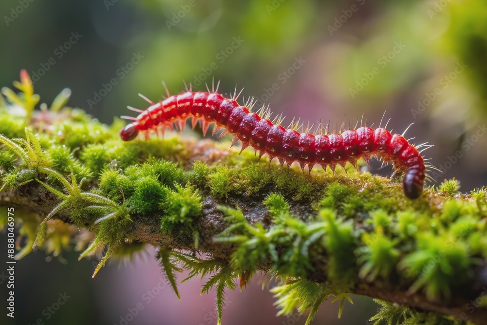 Bloodworms mosquito larva of Chironomidae on moss-covered branches ...