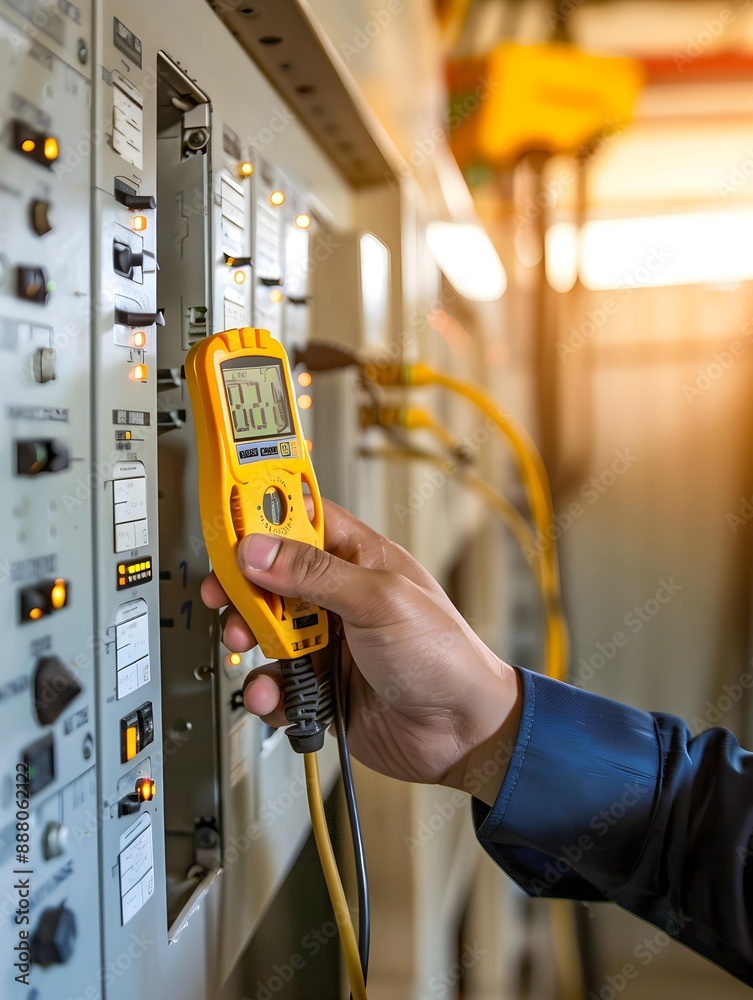 Electricity and electrical maintenance service, Engineer hand holding ...