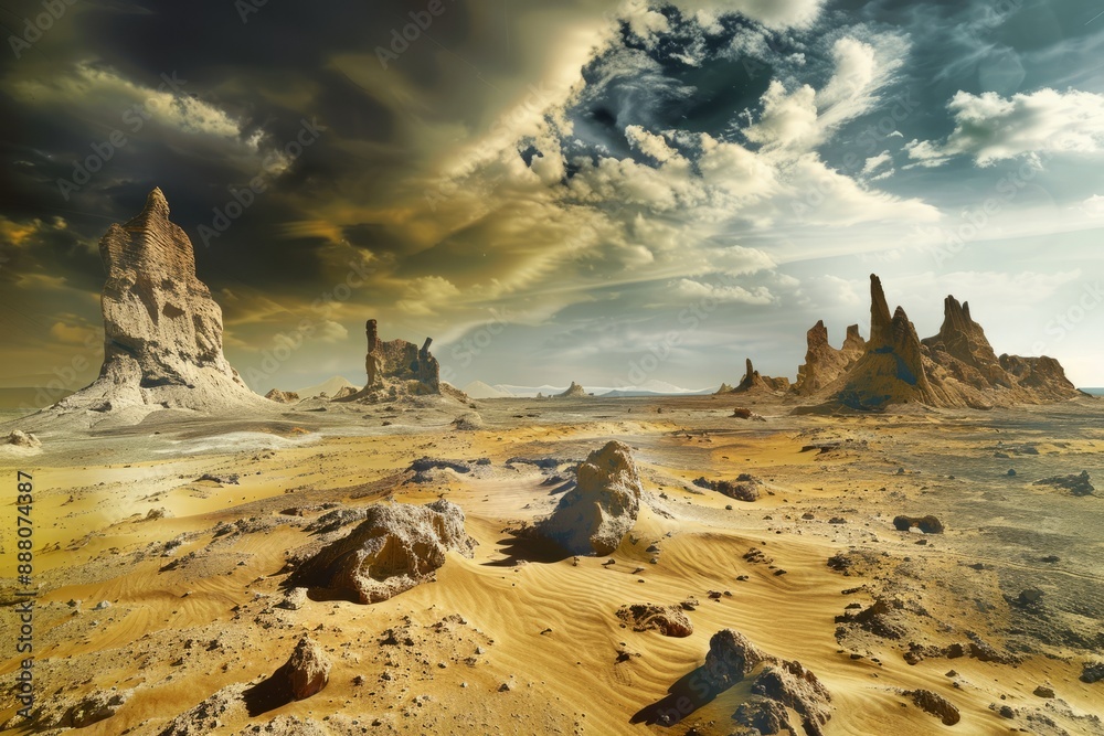 Fantasy apocalyptic desert sand digital art illustration, Fantasy ...