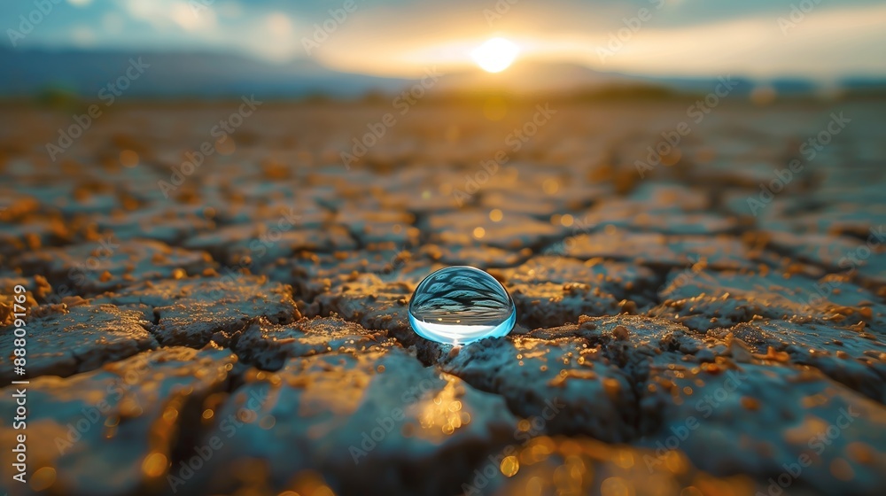 Water drop on dry land, Clean Water Drop, World Water Day Concept ...