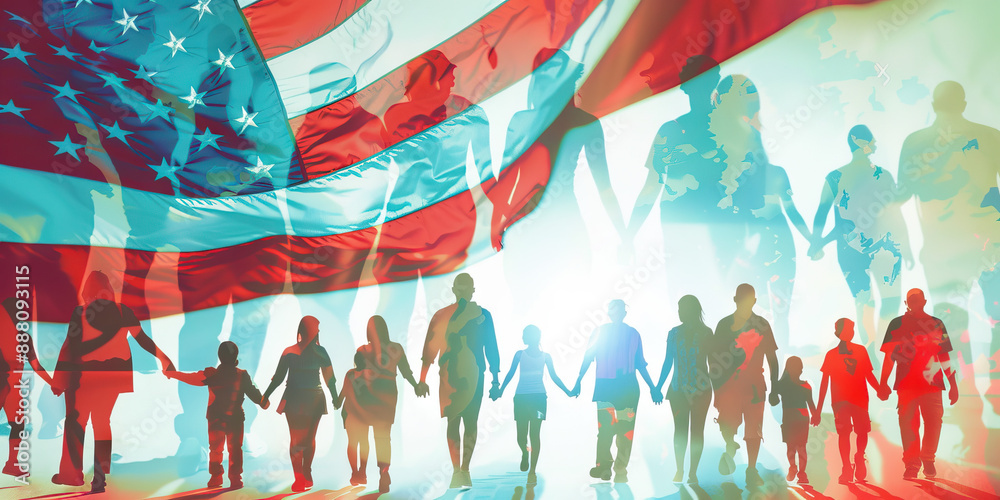 The Red, White, and Blue of Unity: An American flag waving gently in ...