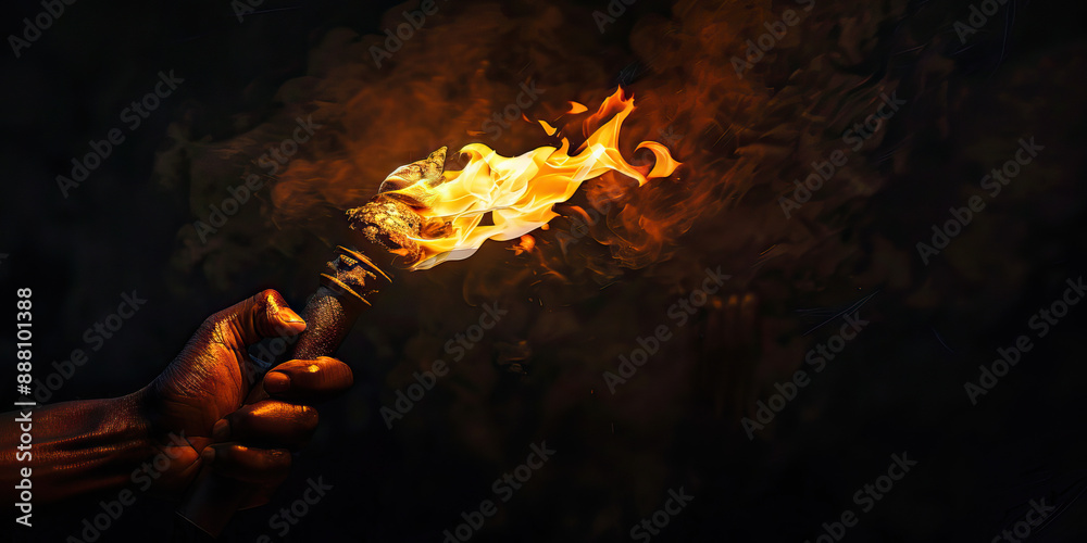 The Torch of Liberty: A solitary torch, its flame flickering against a ...