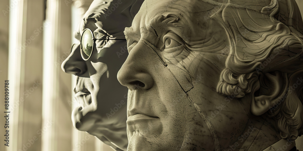 The Founding Fathers' Legacy: A marble statue of George Washington or ...