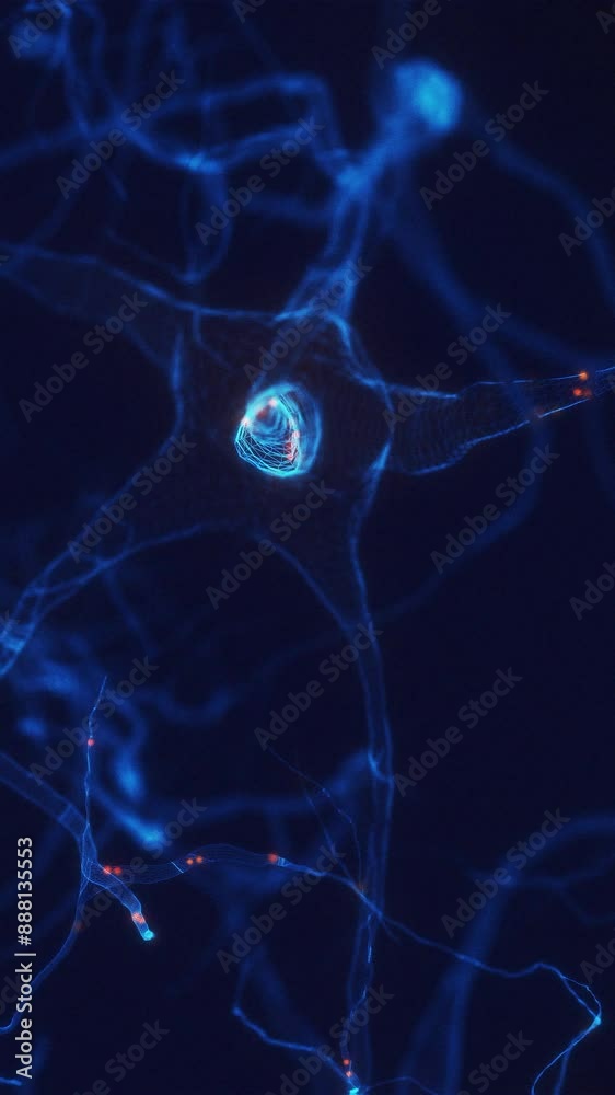3D Vertical hud animation Digital depiction of neurons firing ...