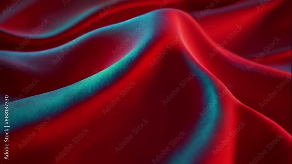 red gradient background with flowing, silk-like waves. The grain ...