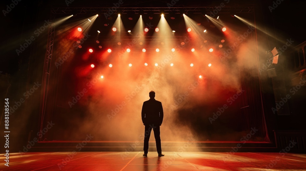 Actor plays a role on a theater stage, transforming into their ...