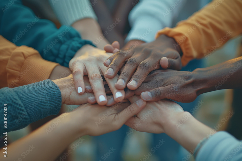 1. Close-up of friends holding hands in a circle, symbolizing unity and ...
