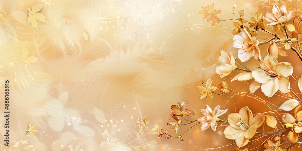 Elegant Gold Wallpaper With Floral Design Stock Illustration | Adobe Stock