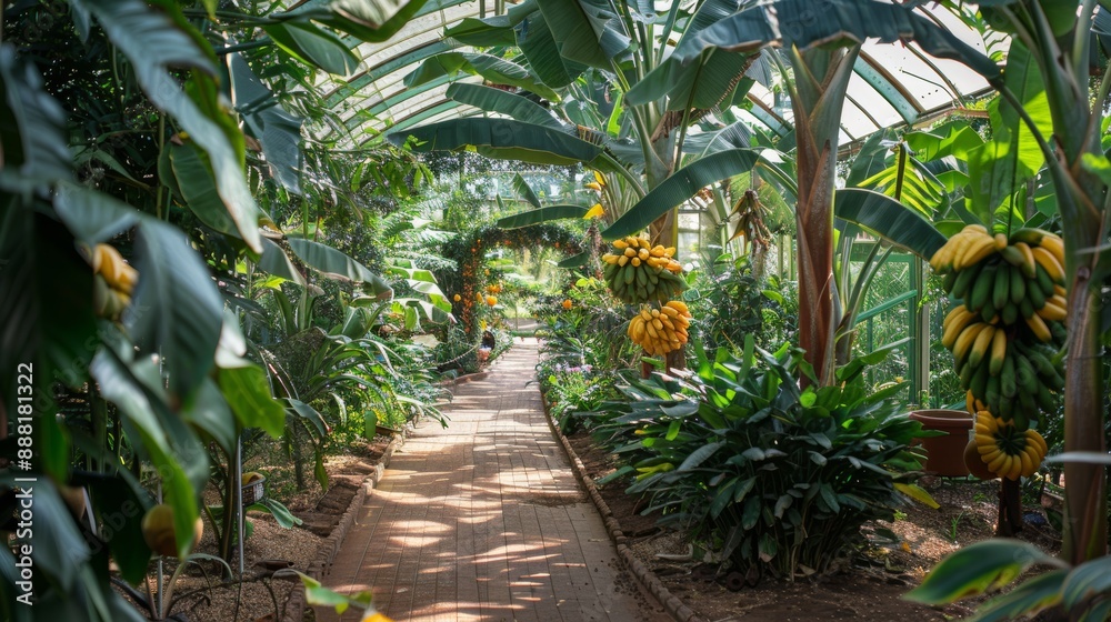 Lush Tropical Greenhouse with Bananas, Mangoes, and Pineapples - Exotic ...